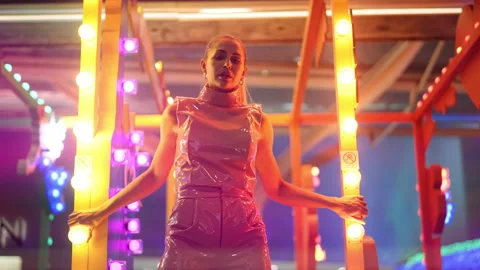 Woman In Pvc Clubwear Posing To Camera A... | Stock Video | Pond5