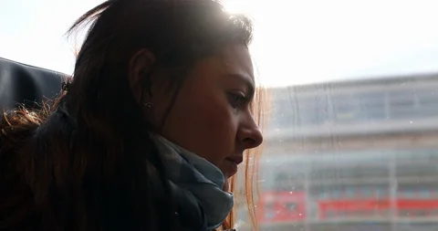 Woman riding train commuting to work or ... | Stock Video | Pond5