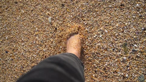 Woman sand feet. Girl walking along the ... | Stock Video | Pond5