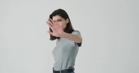 Woman saying no with hand sign | Stock Video | Pond5