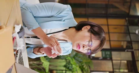 woman is sick at work | Stock Video | Pond5