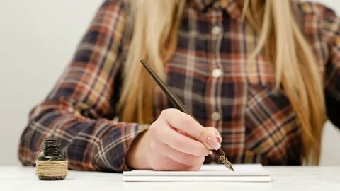 woman sitting calligraphy exercise writi... | Stock Video | Pond5