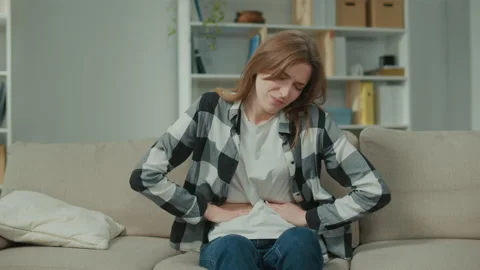 Woman With Stomach Ache. Gastritis, Diar... | Stock Video | Pond5