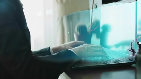 Woman in suit using laptop to study worl... | Stock Video | Pond5