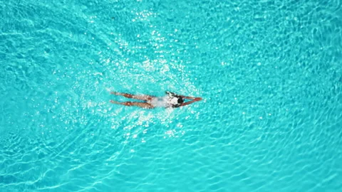 Woman swim Top down view seabed texture,... | Stock Video | Pond5