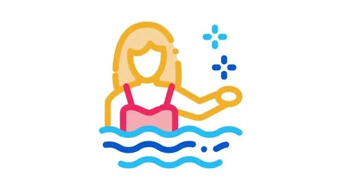 woman swimmer icon outline illustration | Stock Video | Pond5
