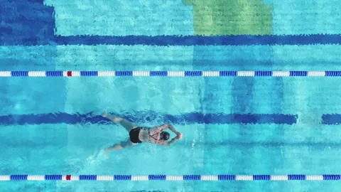 Woman swimming in a pool top down view | Stock Video | Pond5