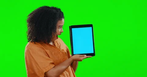 Woman, tablet and surprise face by green... | Stock Video | Pond5