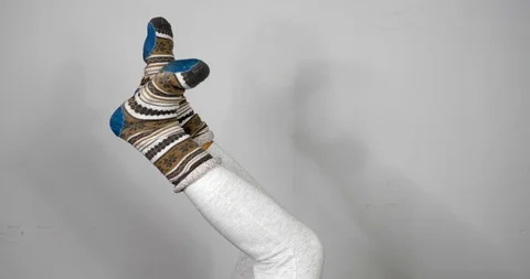 Woman With Thick Socks And Leggings Goof... | Stock Video | Pond5