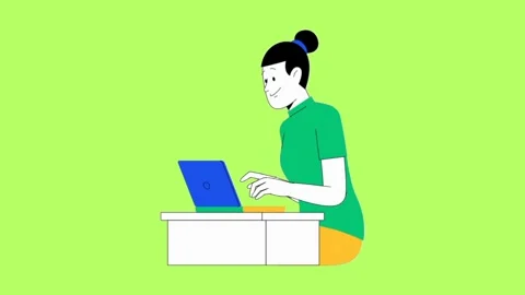woman typing on her laptop animation on ... | Stock Video | Pond5