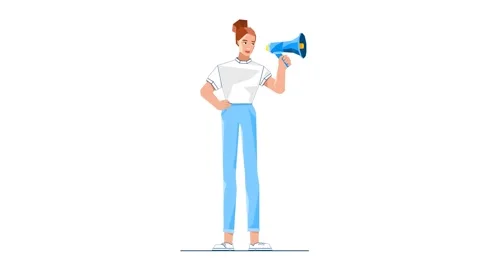 Woman Using Megaphone Speaker 2D Animati... | Stock Video | Pond5