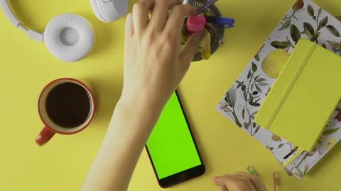 Woman using smart phone with green scree... | Stock Video | Pond5