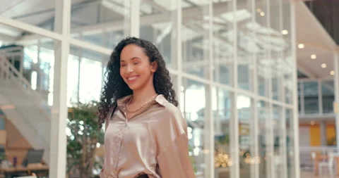 Woman, walking and peace sign in office,... | Stock Video | Pond5