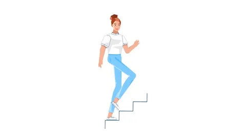 Woman Walking Up Stairs With Smile 2D An... | Stock Video | Pond5