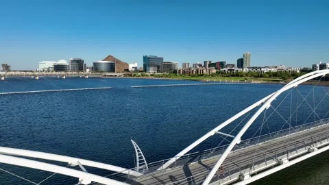 Woman walking on Tempe Town Lake Pedestr... | Stock Video | Pond5