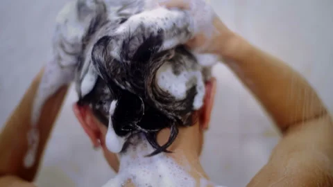 Woman Washing Her Hair with shampoo. Slo... | Stock Video | Pond5