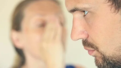 Woman whispers in the man's ear secret. ... | Stock Video | Pond5