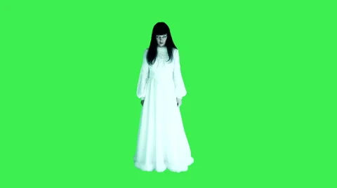 Woman in white dress on green screen | Stock Video | Pond5