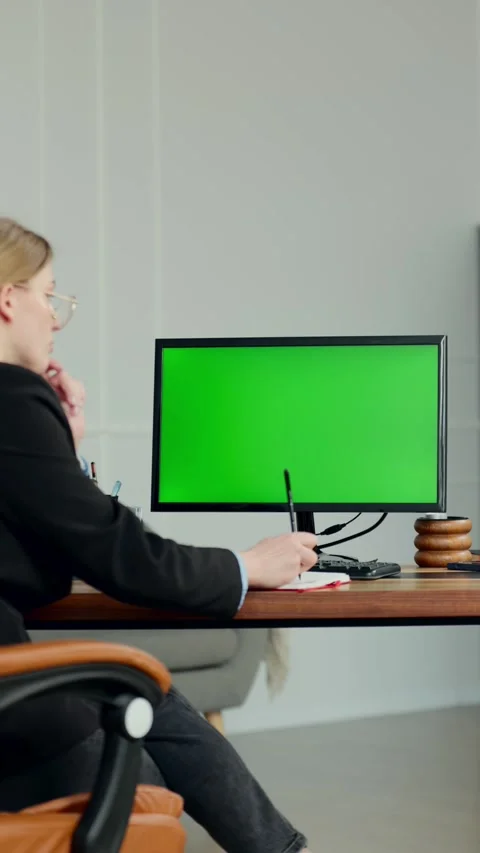 Woman Working on Desktop Computer with G... | Stock Video | Pond5