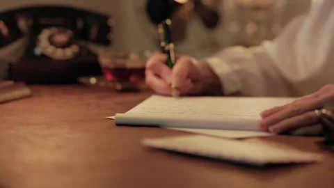 Woman writing with a fountain pen finish... | Stock Video | Pond5