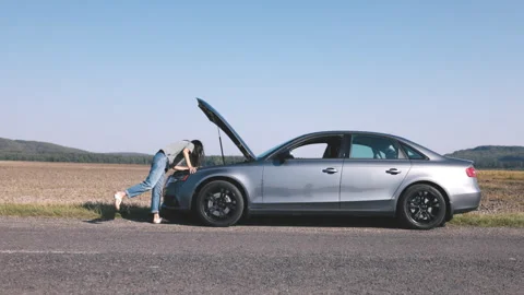 Woman Car Break Down Stock Videos – Royalty-Free HD & 4K Videos | Pond5