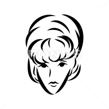 Womans face. Sketch. The head of the girl in full face. Vector ...