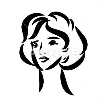 Womans face. Sketch. The head of the girl in full face. Vector ...