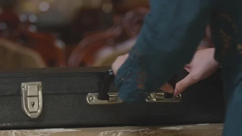Woman's hand taking the wooden case with... | Stock Video | Pond5
