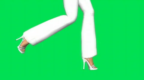 Woman's Legs Walking Green Screen 4 | Stock Video | Pond5