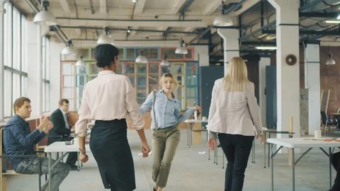 Women colleagues dancing together. Offic... | Stock Video | Pond5