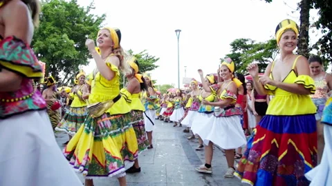 Women in Costumes Dancing Maracatu at Ri... | Stock Video | Pond5