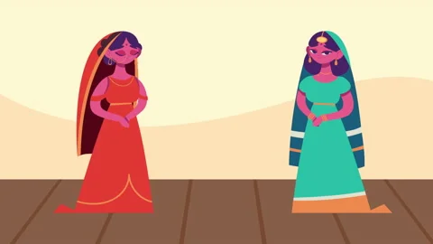 women indian culture characters animatio... | Stock Video | Pond5