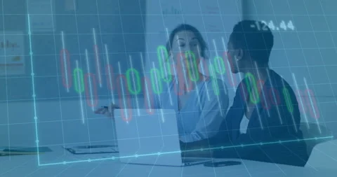 Women observing candlestick chart droppi... | Stock Video | Pond5