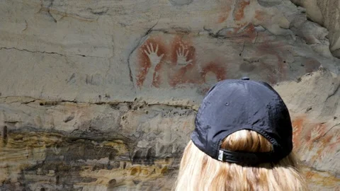 Women viewing the ancient culture of Abo... | Stock Video | Pond5