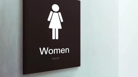 Womens Restroom Bathroom Sign CU in an a... | Stock Video | Pond5