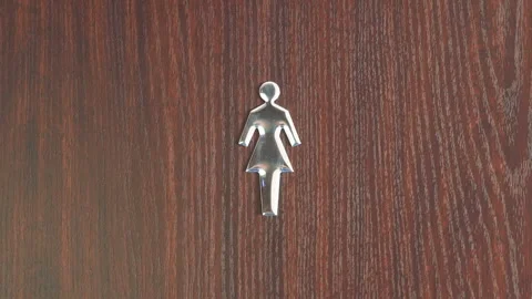 Women's Restroom Sign on a Door in 4k sl... | Stock Video | Pond5