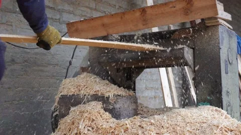 WOOD PLANER DEBONDER MACHINE IN USE | Stock Video | Pond5