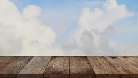 Wood table on Sky with cloud background | Stock Video | Pond5