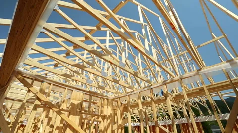 Wood Timber House Construction Stud Fram... | Stock Video | Pond5
