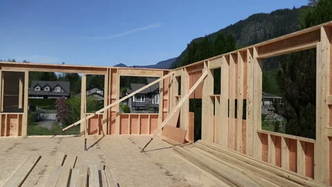 Wood Timber House Construction Stud Fram... | Stock Video | Pond5