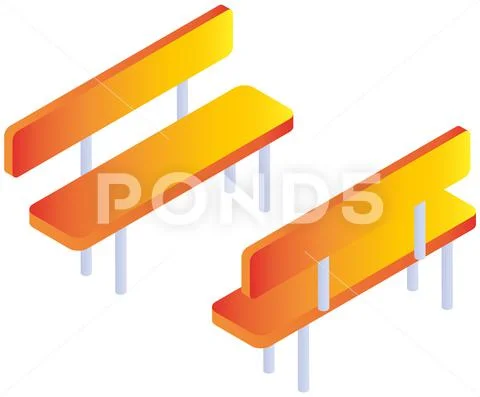 Wooden bench as long seat in public open space vector illustration ...