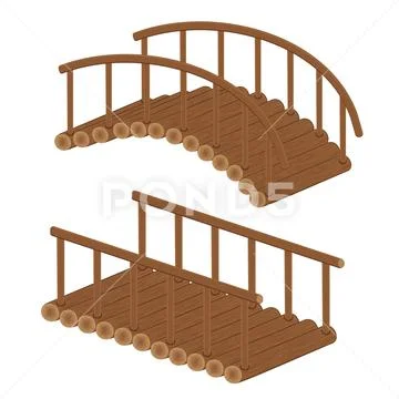 Wooden bridges made of logs, color isolated vector illustration cartoon ...