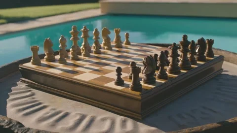 A wooden chessboard is ready to start pl... | Stock Video | Pond5