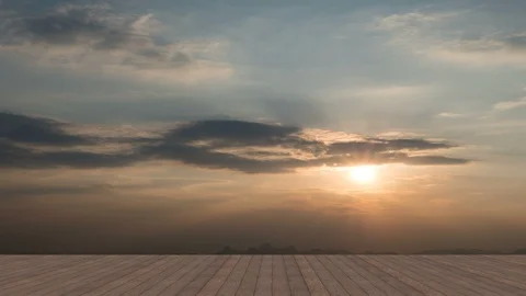 Wooden floor on background sky, moving c... | Stock Video | Pond5
