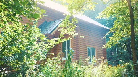 Wooden house in the forest. A house in t... | Stock Video | Pond5