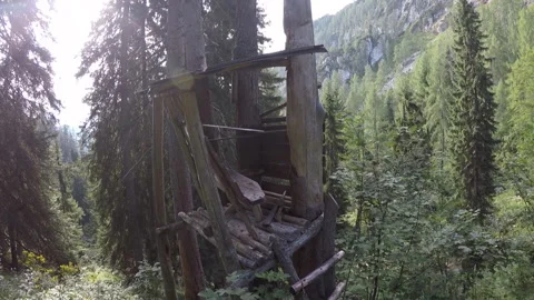 Wooden hunting booth for observation, A... | Stock Video | Pond5