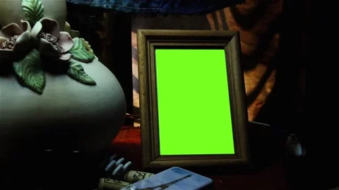 Wooden Photo Frame with Green Screen in ... | Stock Video | Pond5