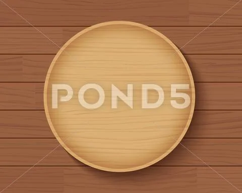 Wooden plate on wood table background: Graphic #62678789