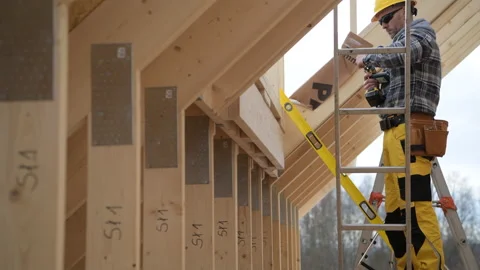 Wooden Roof Skeleton Frame Building | Stock Video | Pond5