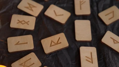 Wooden rune wheel. runic layout and cand... | Stock Video | Pond5